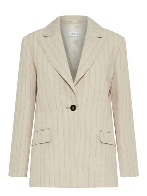 Marella Stretch Canvas Blazer - Ecru
