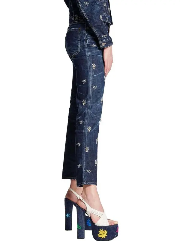Dsquared2 High-waisted Embellished Jeans - Blue