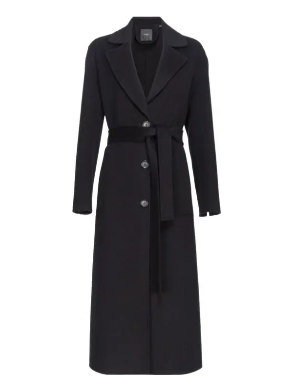 Pinko Single-breasted Belted Coat - Black