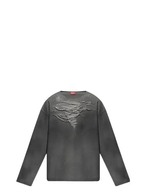 DIESEL® S-ruben Distressed Crewneck Sweatshirt - Black