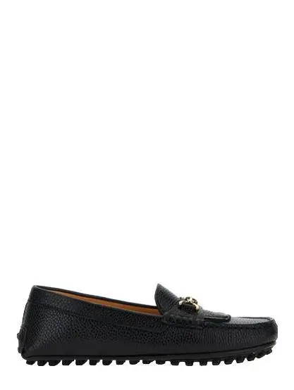 TOD'S Round-head Metal Detail Loafers - Nero