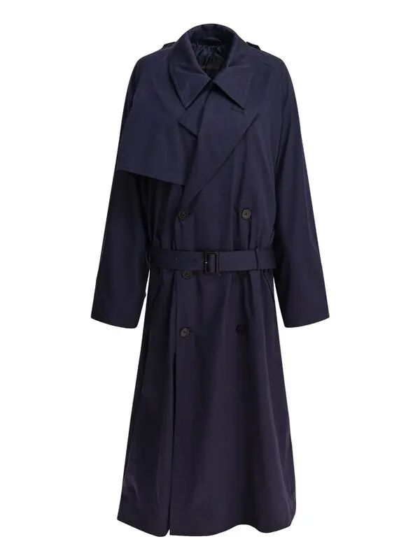 Balenciaga Draped Neck Trench Coat - Blue