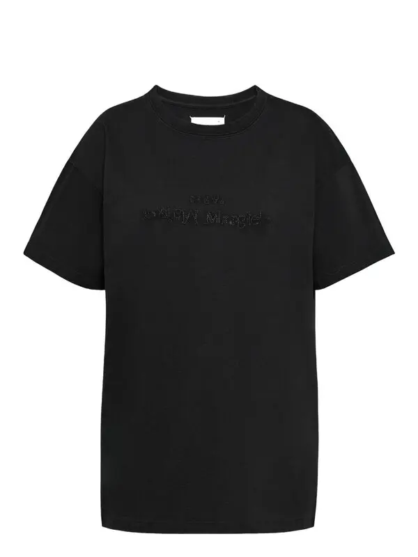 MAISON MARGIELA Logo Embroidered Crewneck T-shirt - Black