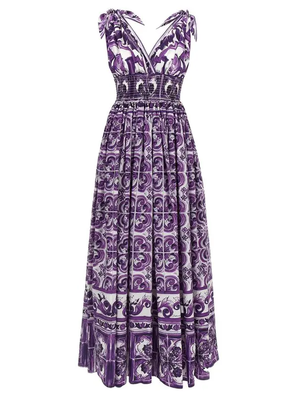 Dolce & Gabbana Maiolica-print Midi Dress - Purple