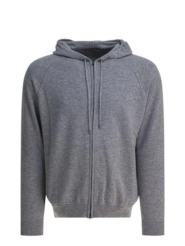 Herno Zip-up Knitted Hoodie - Gray