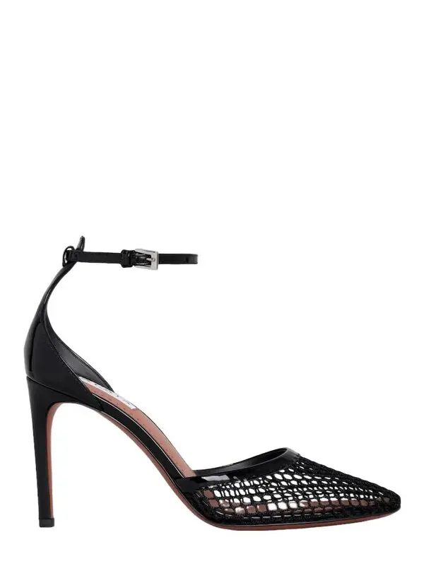 Alaïa High Fishnet Pumps With Ankle Strap - Black