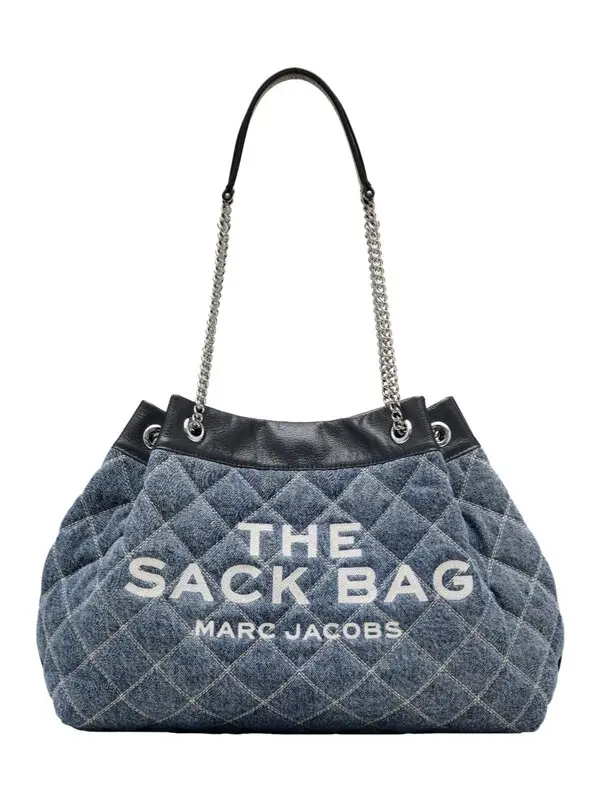 Marc Jacobs Quilted Denim Large Chain Sack Bag - Gray