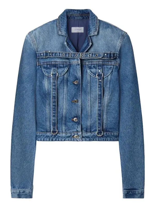 Off-White Belt Detailed Button-up Denim Jacket - White