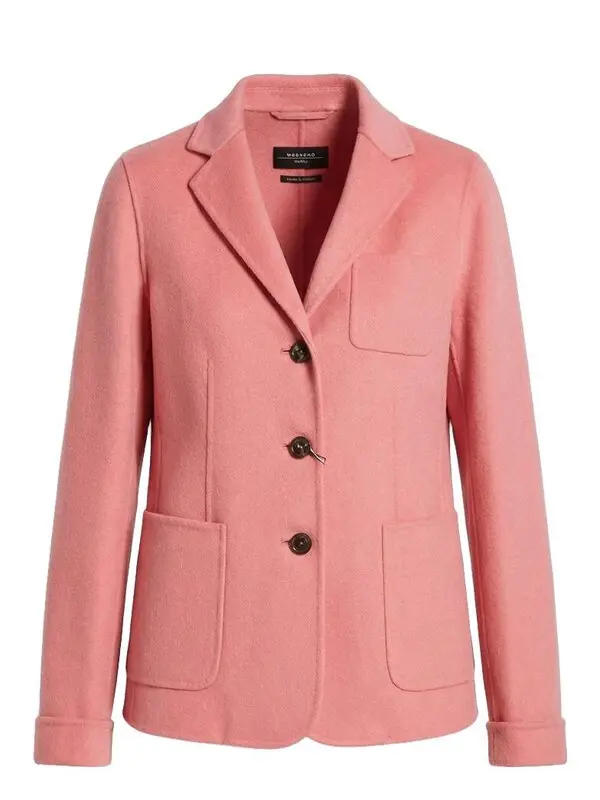 Max Mara Long-sleeved Suit Coat With Notched Lapel And Patch Pockets - Pink