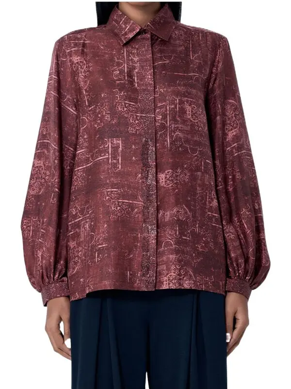 Max Mara Long Sleeve Printed Shirt - Red