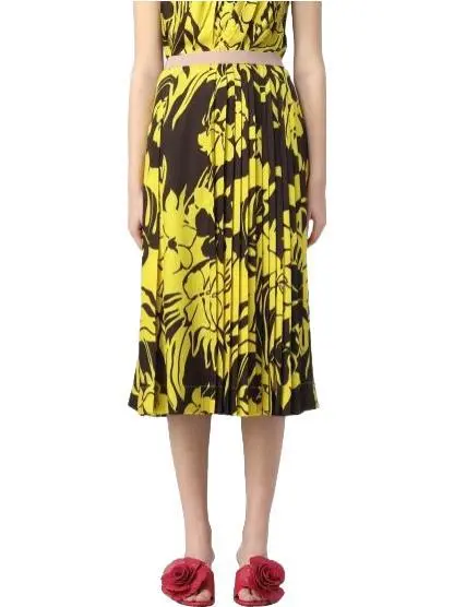 N.21 Pleated Floral Print Midi Skirt - Multicolor