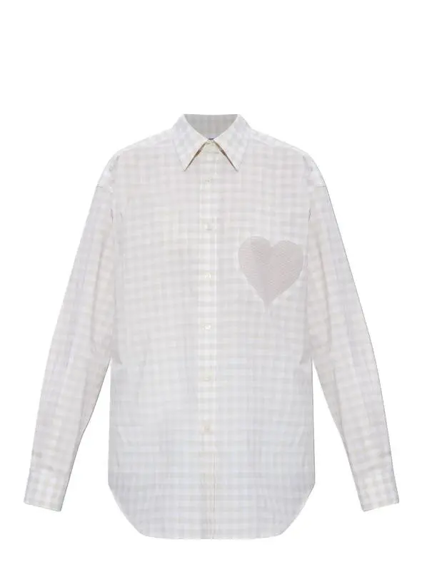 Moschino Checked Pattern Heart Detail Shirt - White