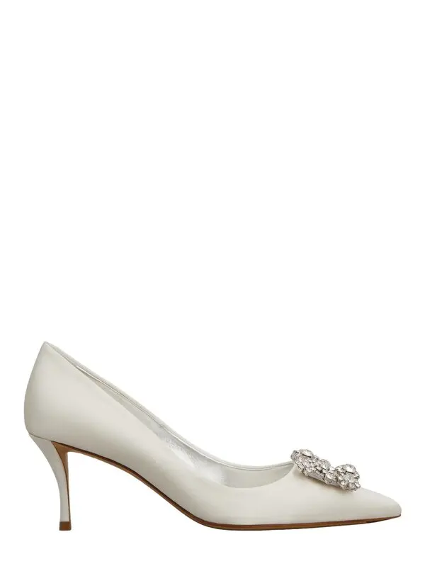 ROGER VIVIER Crystal Buckle High Heels - Cream