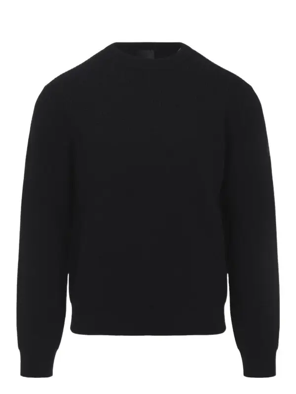 Moncler Crewneck Knit Sweater With Long Sleeves - Black