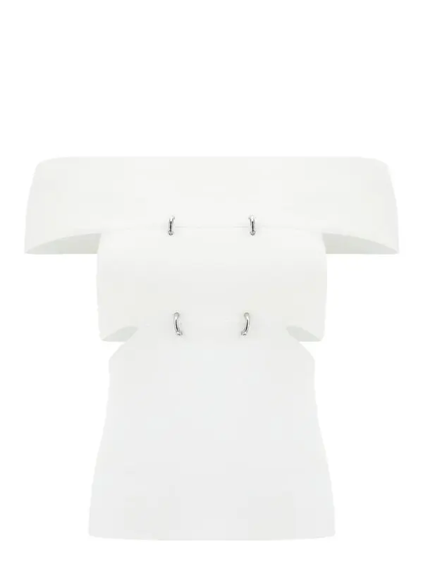 Alexander McQueen Off-shoulder Cut-out Stretch Top - White
