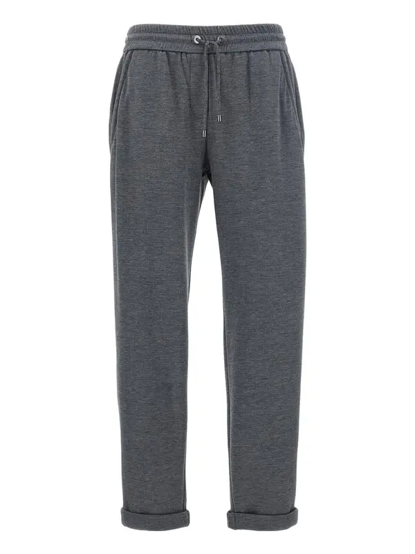 Brunello Cucinelli Elastic Waistband Drawstring Joggers - Gray