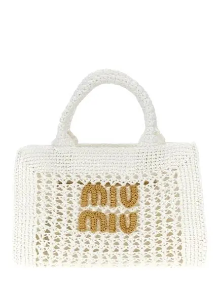 Miu Miu Crochet Handbag - White