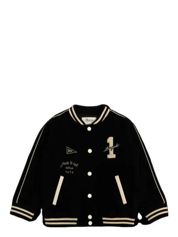 Bonpoint Varsity Bomber Jacket With Embroidered Details - Black