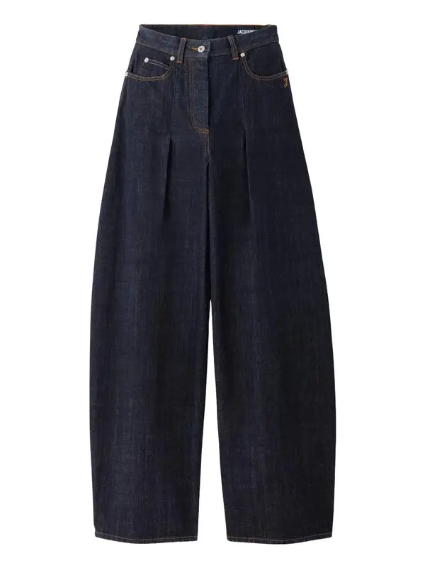Jacquemus High-waisted Curved Leg Jeans - Deep Navy Blue