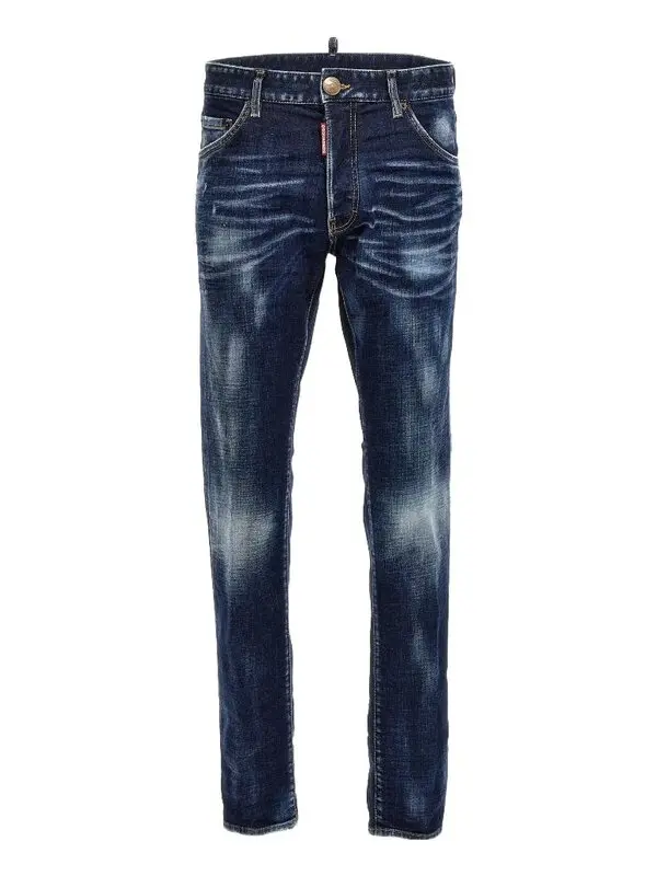 Dsquared2 Logo Patch Slim Fit Jeans - Blue