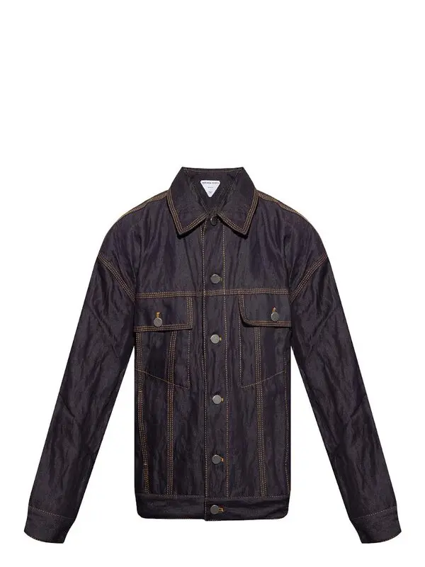 Bottega Veneta Denim Jacket With Contrast Stitching - Black