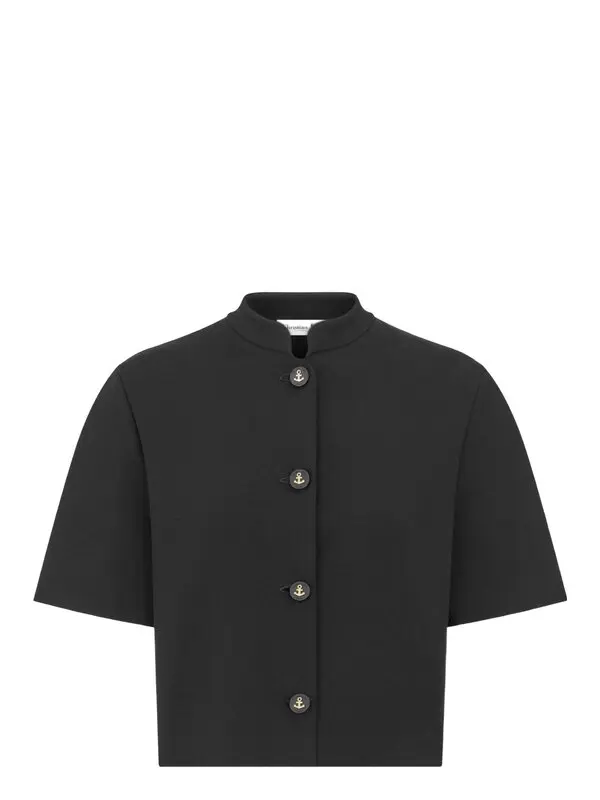 Dior Cropped Jacket With Officer Collar - Black
