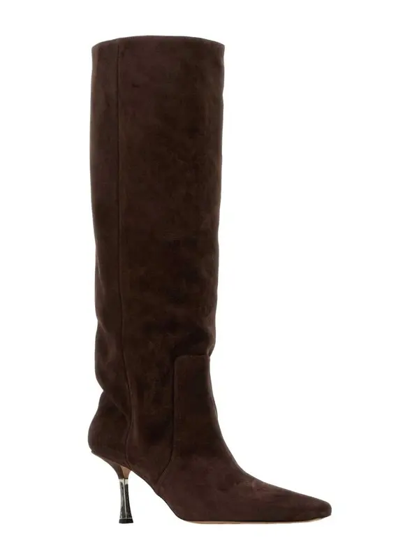 Paris Texas Pointed Toe Patchwork Stiletto Heel Boots - Black