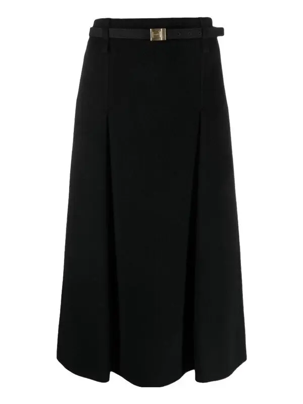 Saint Laurent Wool-blend A-line Midi Skirt - Black