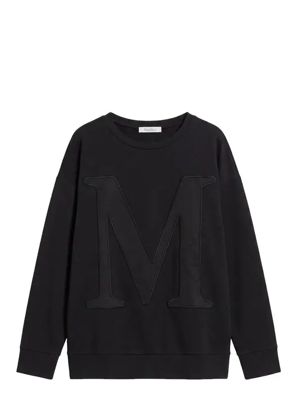 Max Mara Long Sleeve T-shirt With Logo Pattern - Black