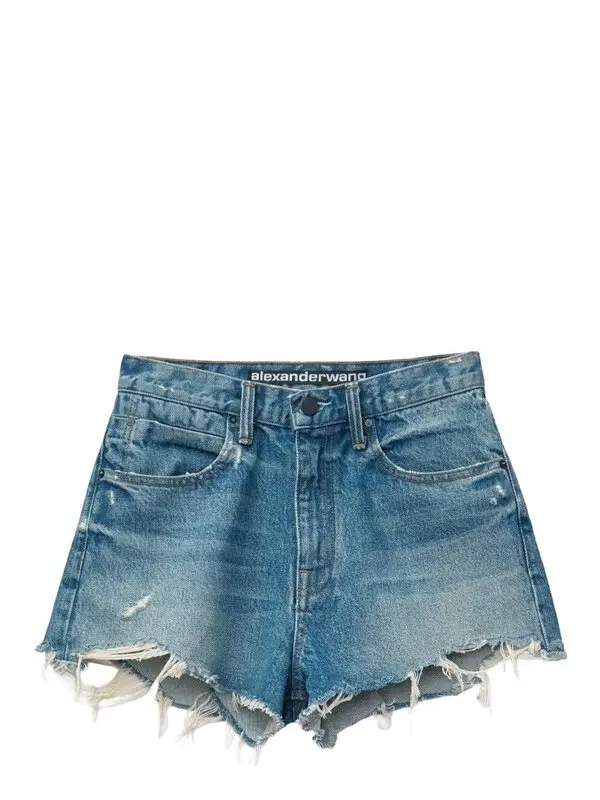 Alexander Wang High-rise Denim Shorts With Raw Edge Hem - Blue
