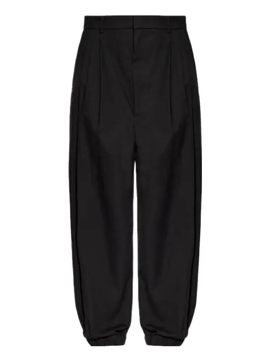 Moschino Elasticated Hem Pleated Trousers - Black