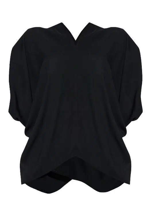 MAISON MARGIELA Short Sleeve V-neck Top - Black