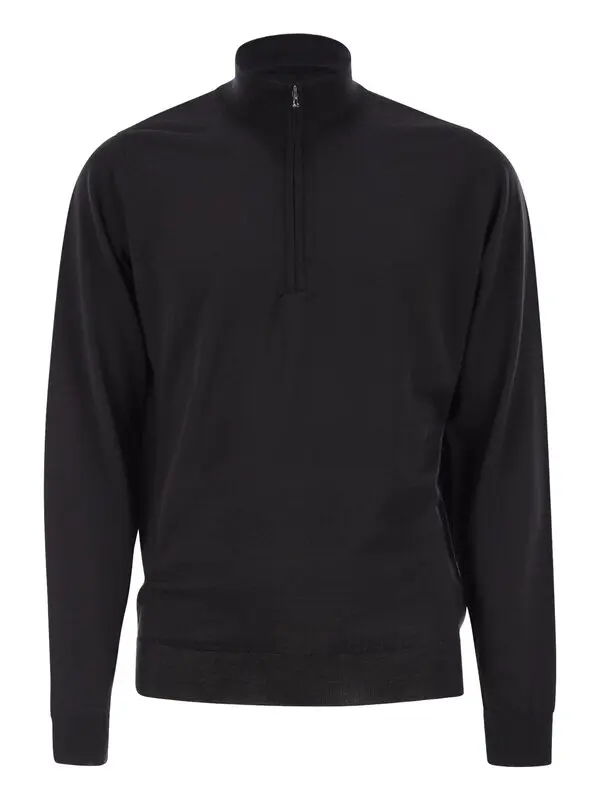 John Smedley Barrow High Neck Zip-up Knitwear - Black