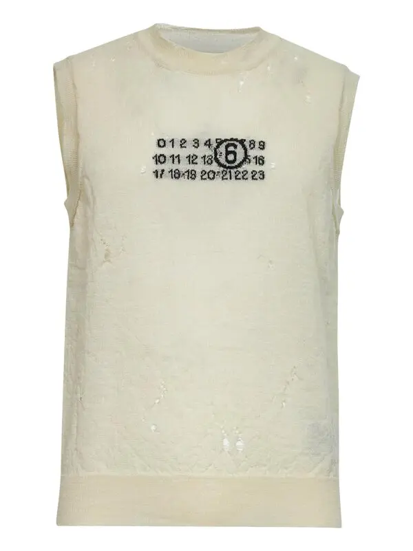 MAISON MARGIELA Distressed Knitted Vest - Nude