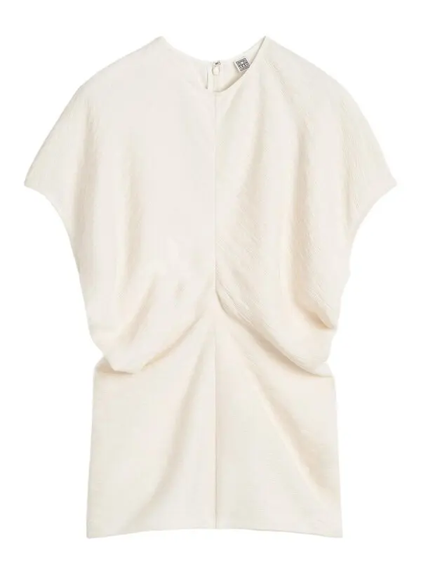 TOTEME Slouch Waist Round Neck Top With Logo And Back Zippers - White