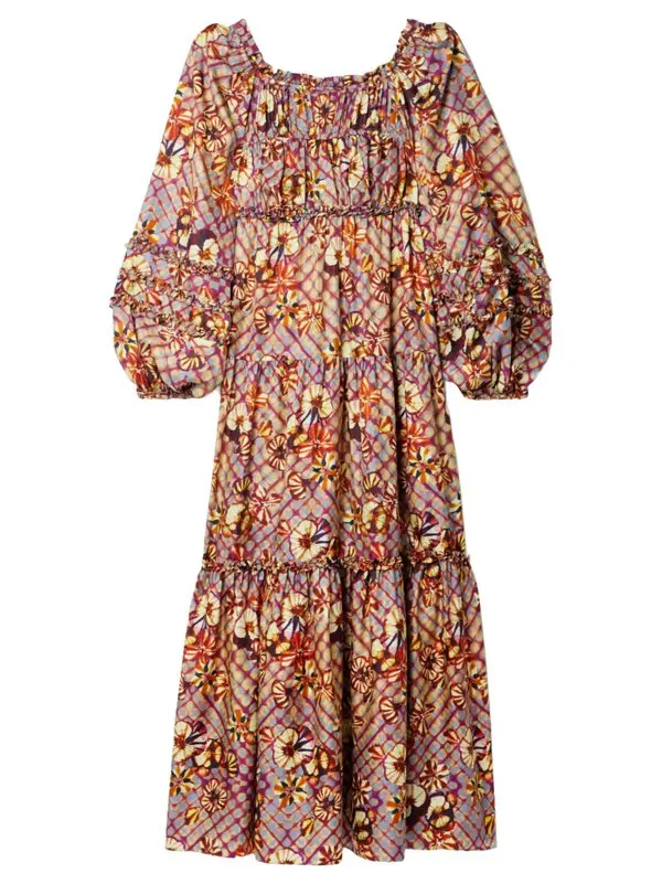 Ulla Johnson Floral Print Maxi Dress - Nude