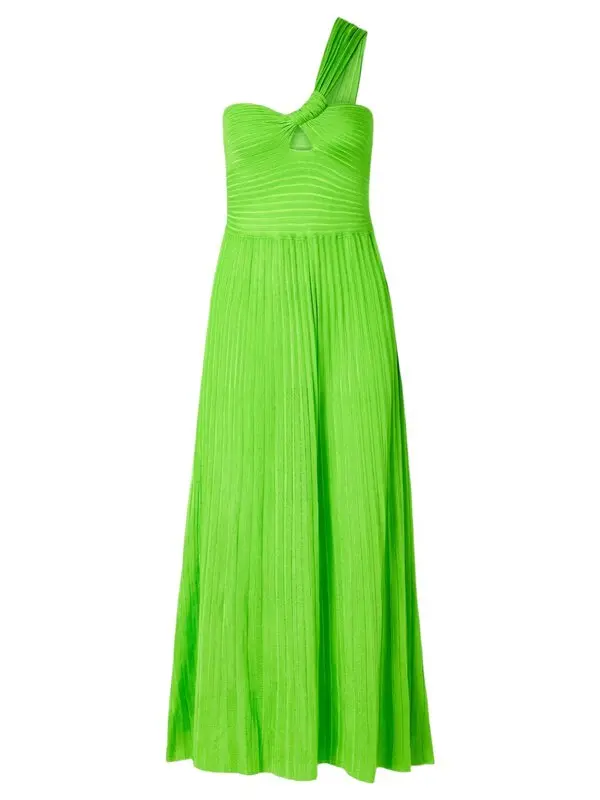 Gabriela Hearst Altura One-shoulder Ribbed Silk Midi Dress - Light Green