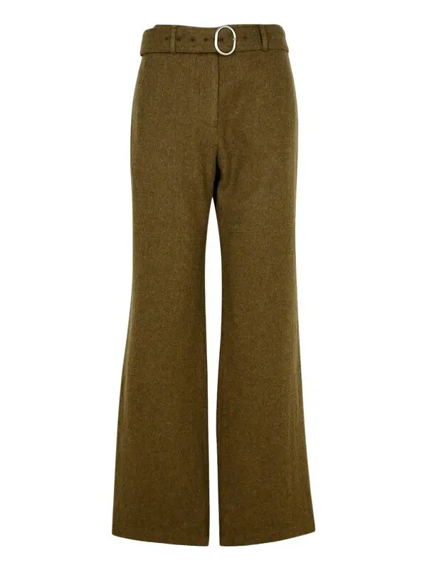 JIL SANDER Belted Flannel Trousers - Brown