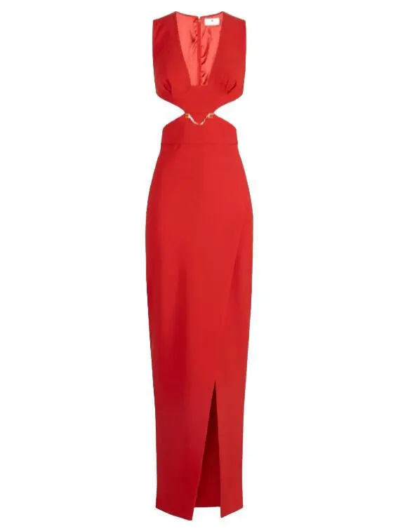 Elisabetta Franchi Sleeveless Cut-out Maxi Dress With Chain Detail - Lacca