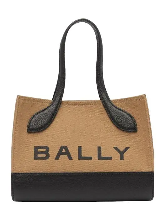 Bally Small Patterned Tote Bag With Top Handles - Sand/black
