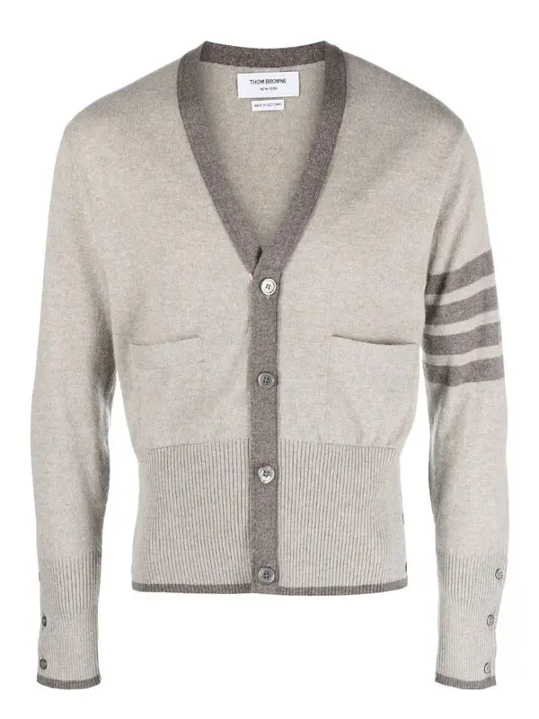 Thom Browne 4-bar V-neck Cardigan - White