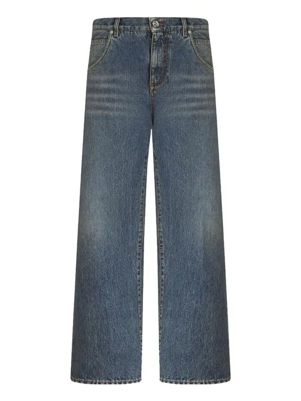 Etro Pegaso Embroidered Wide-leg Jeans - Gray