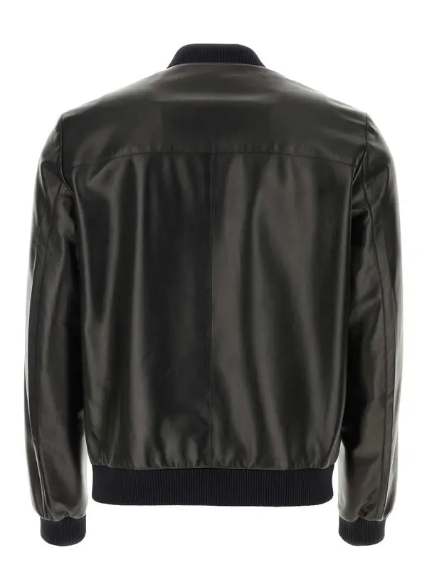 Prada Reversible Nappa Leather Bomber Jacket - Black