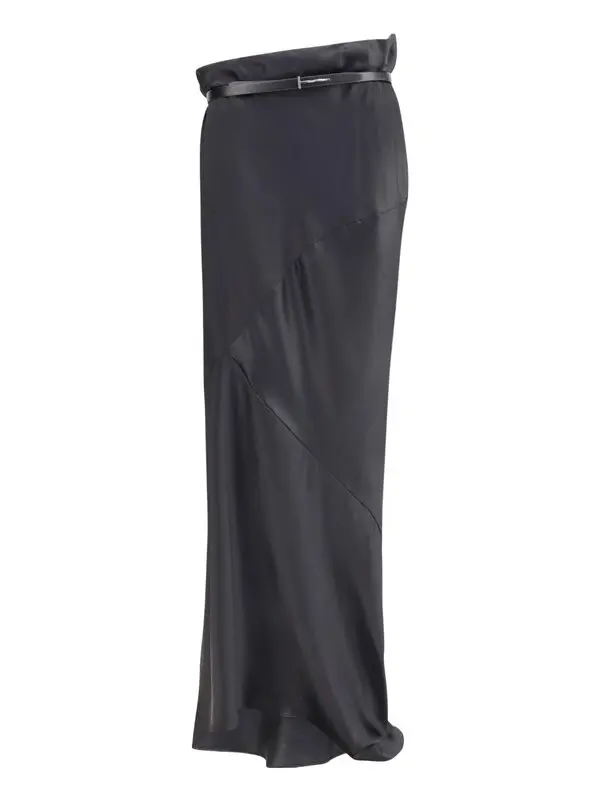 TOM FORD Leather Belt Draped Maxi Skirt - Black