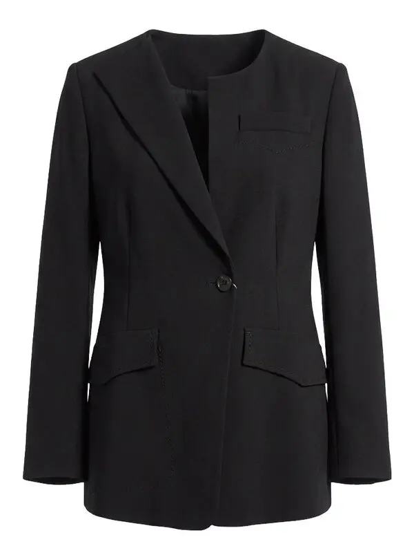 Max Mara Long-sleeved Suit Coat With Button Detail - Black