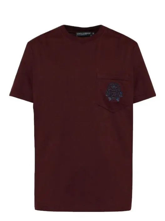 Dolce & Gabbana Dolce Gabbana Logo Embroidered Crewneck T-shirt - Brown