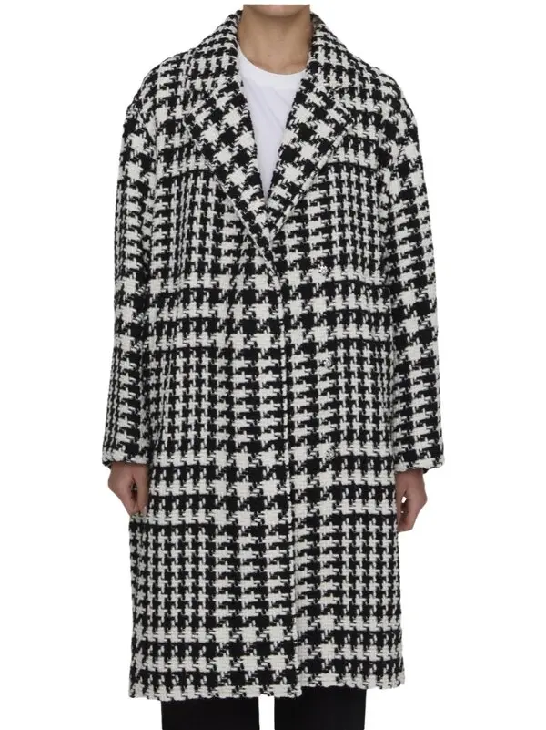 Dolce & Gabbana Prince Of Wales Checked Press-stud Fastened Coat - Black And White