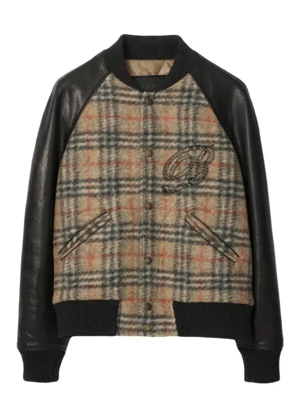 Burberry Checked Press-stud Bomber Jacket - Sand Beige