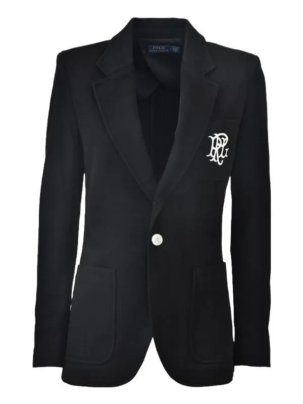 Polo Ralph Lauren Logo Embroidered Long Sleeve Blazer - Black