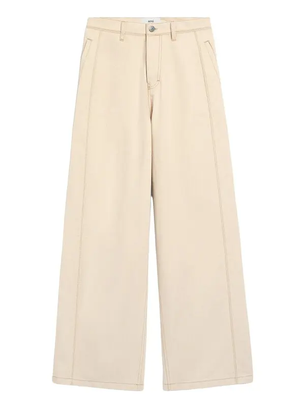 Ami Cotton Loose Fit Jeans - Nude